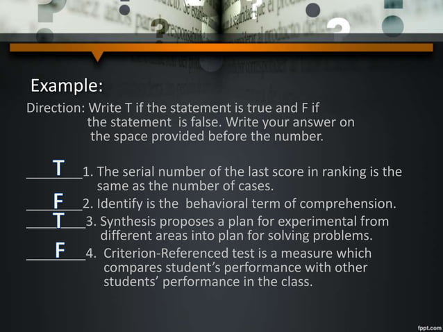 Objective Test Type | PPTX | Standardized Testing | Educational Assessment
