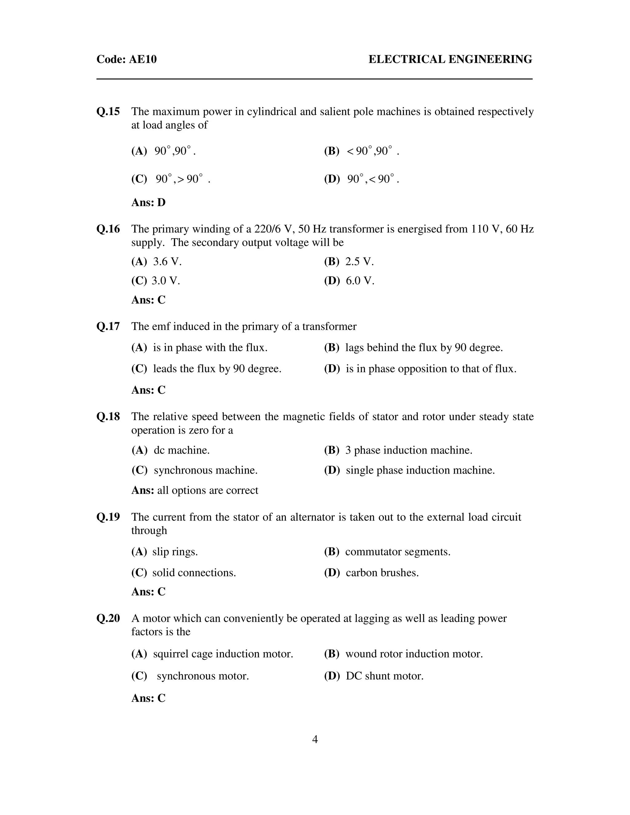 Objective Electrical Electronics Engineering Questions and Answers | PDF