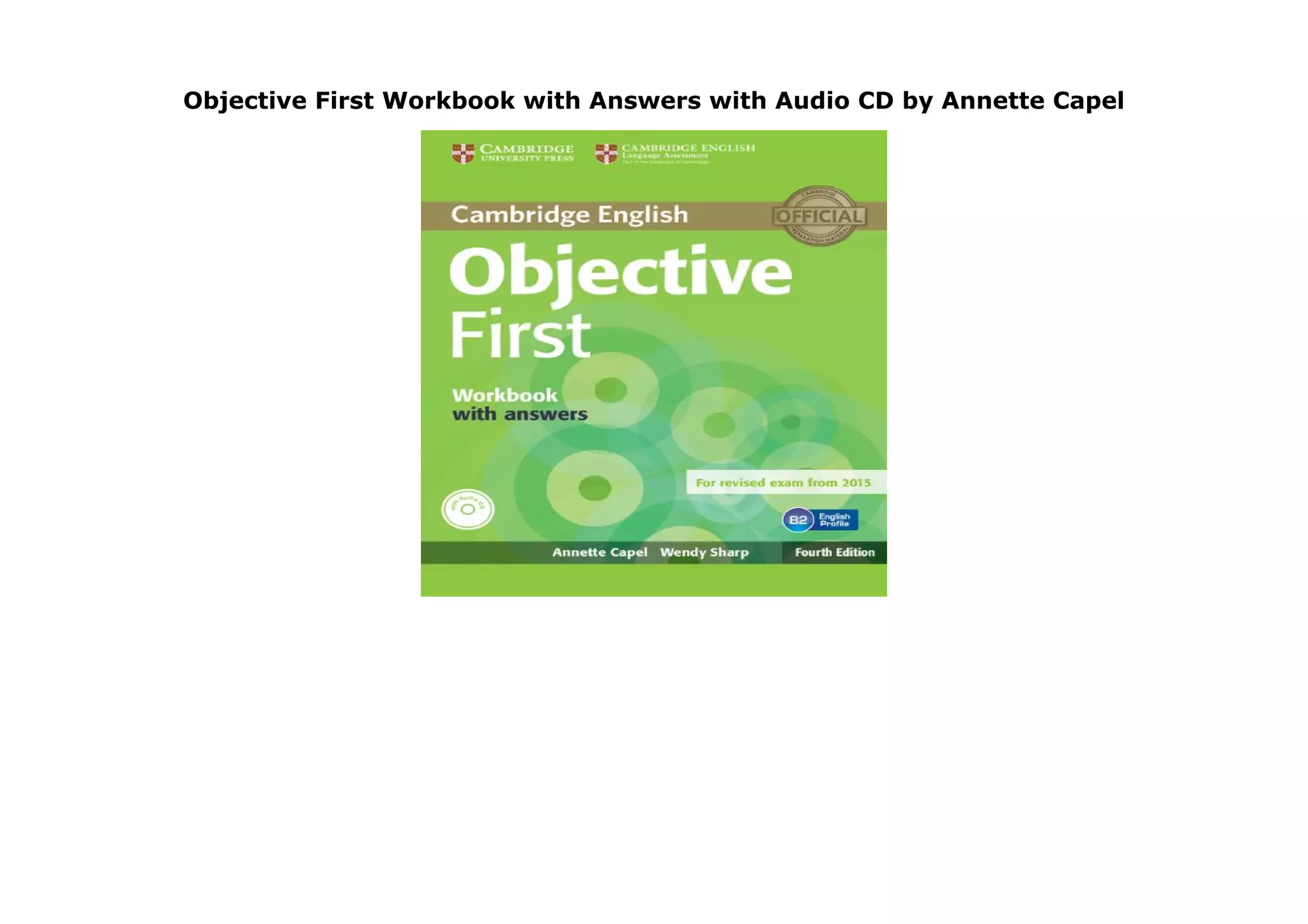 Objective First Workbook with Answers with Audio CD by Annette Capel | PDF