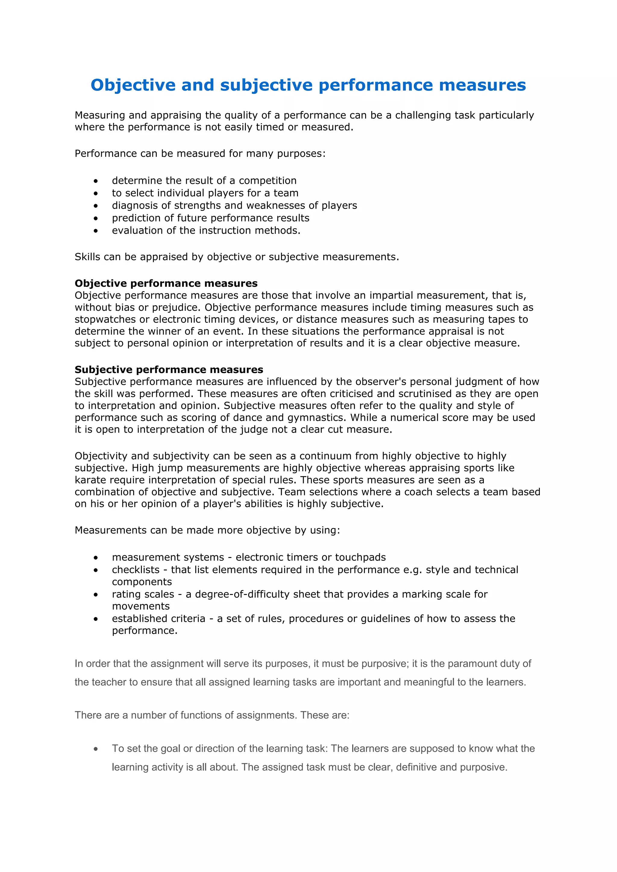 Objective And Subjective Performance Measures Pdf