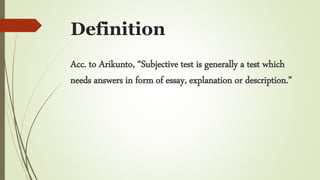Objective and subjective type test | PPTX