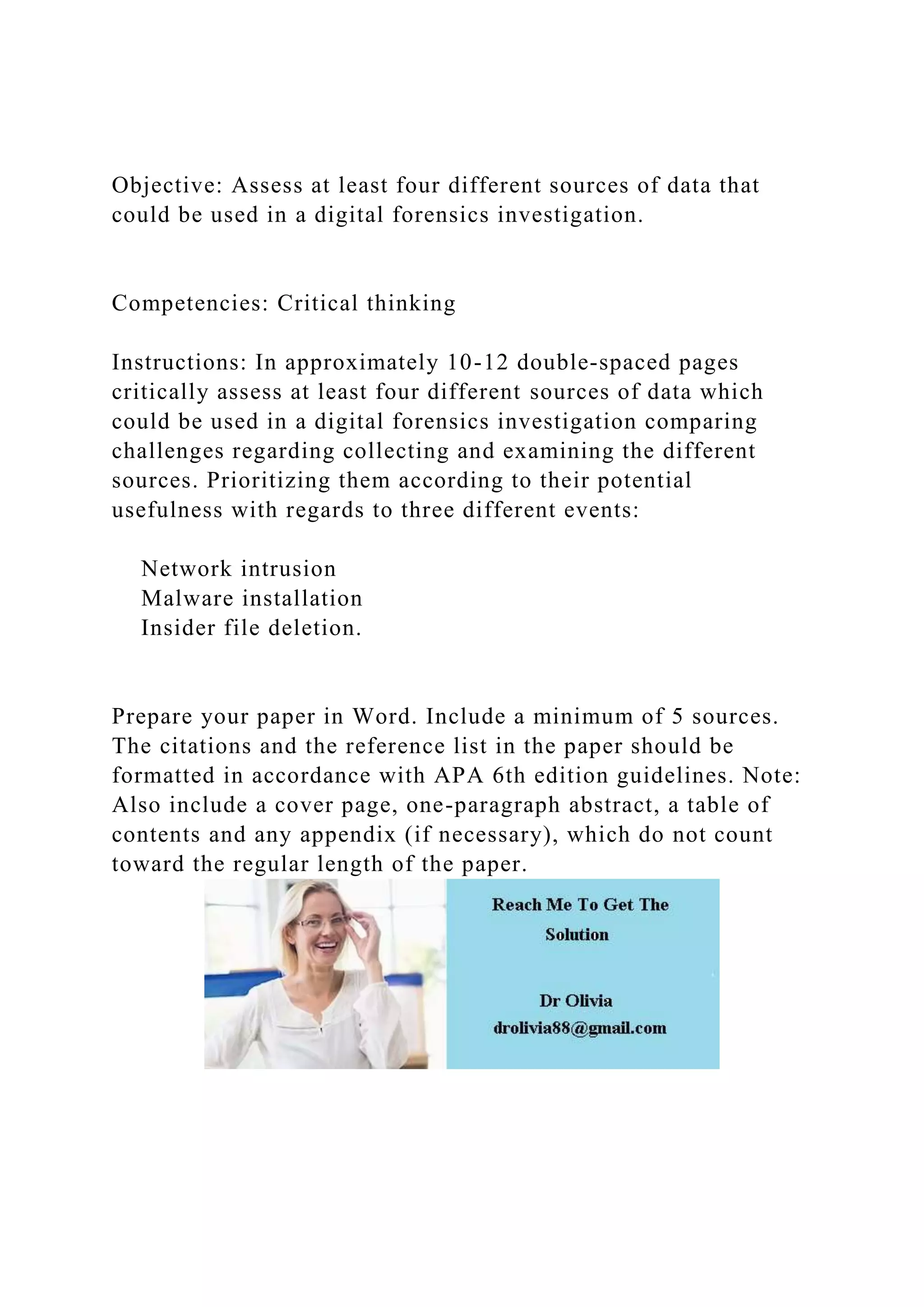 Objective Assess at least four different sources of data that cou.docx