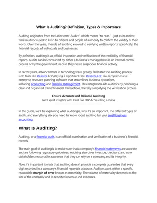 Objectives of Auditing Features of Auditing | DOCX