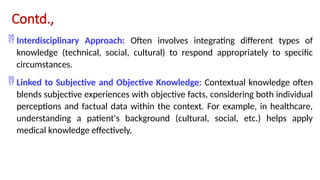 Objective Knowledge, Subjective Knowledge, Contextual Knowledge ...