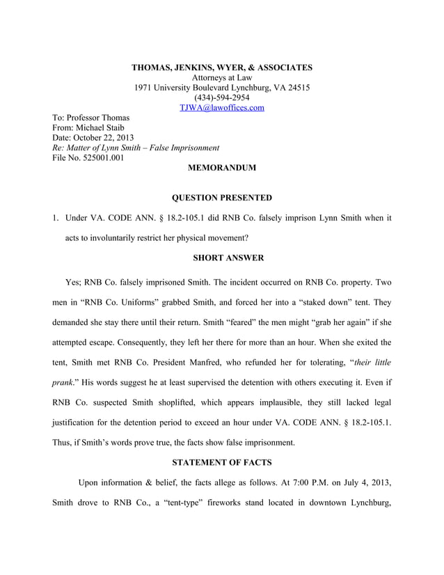 Objective memo | DOC | Law