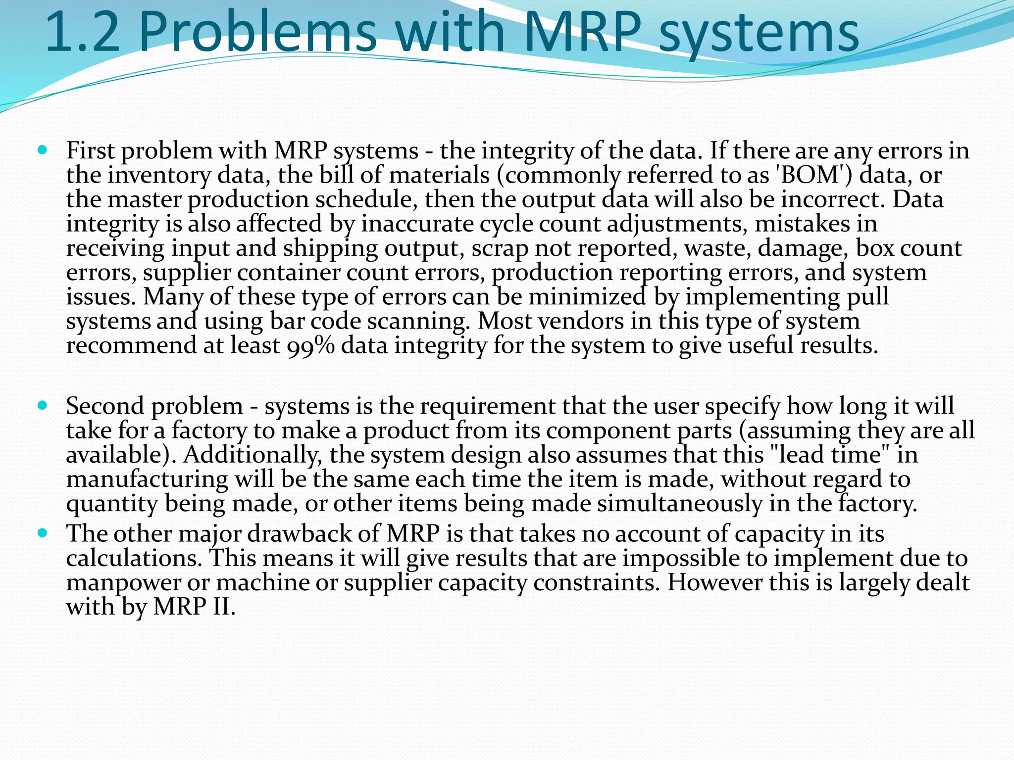 Objective of MRP and MRP II in computer study | PPT