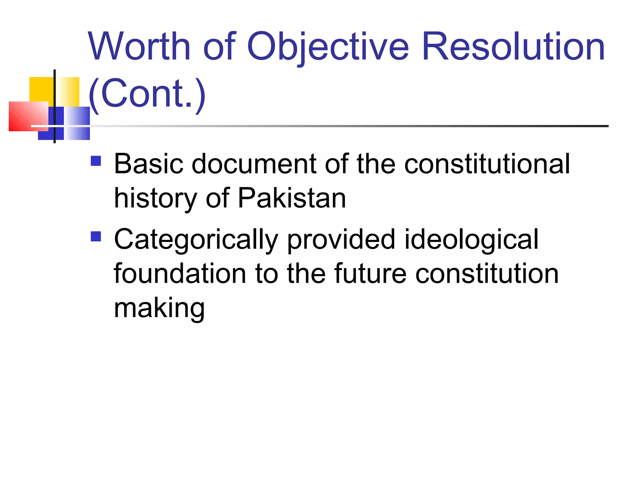 Objective resolution 1949 - Pakistan | PPT
