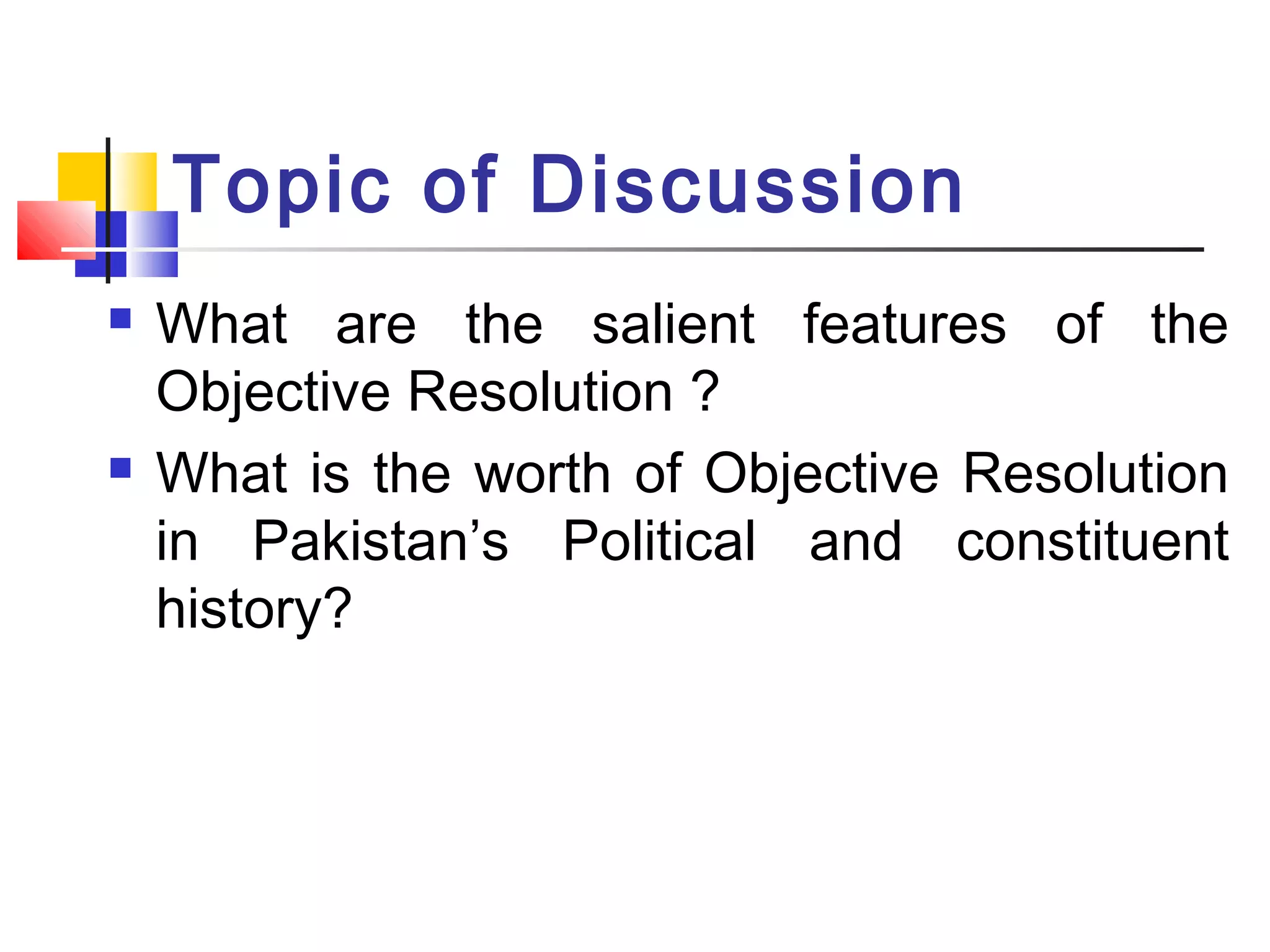 Objective resolution 1949 - Pakistan | PPT