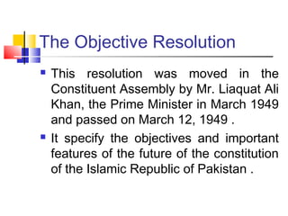 Objective resolution 1949 - Pakistan | PPT