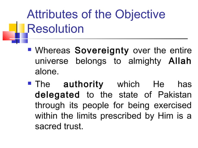 Objective resolution 1949 - Pakistan | PPT