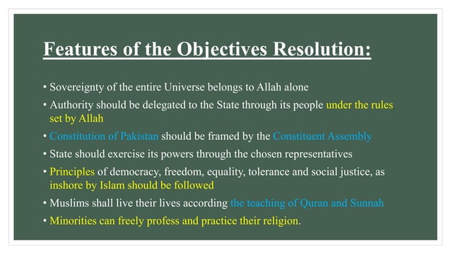 Objective resolution, 3 constitution of pakistan | PPTX | Islam ...