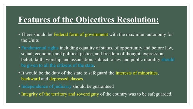 Objective resolution, 3 constitution of pakistan | PPTX | Islam ...