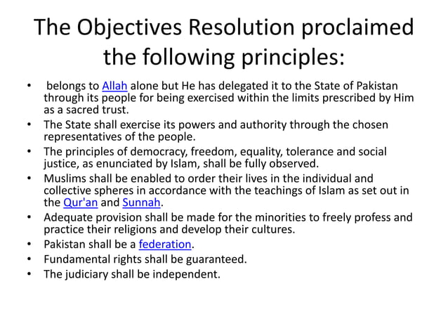Objective resolution of pakistan | PPTX | Islam | Religion & Spirituality