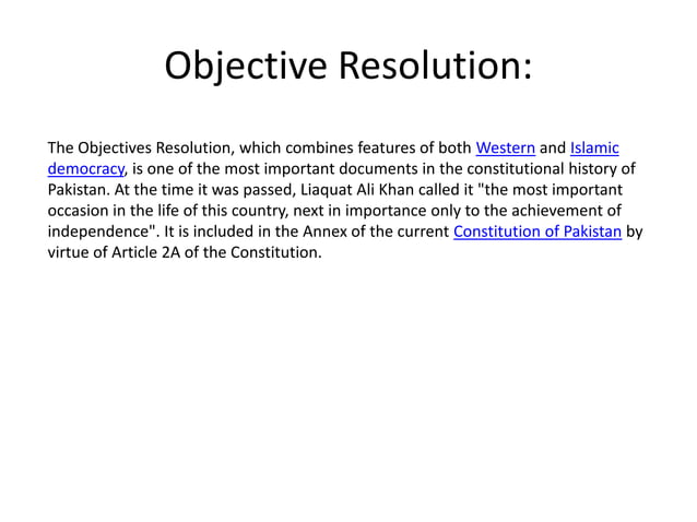 Objective resolution of pakistan | PPTX | Islam | Religion & Spirituality
