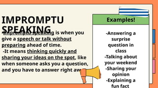 IMPROMPTU SPEECH POWERPOINT PRESENTATION | PPTX