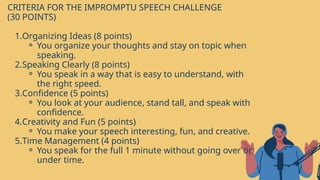 IMPROMPTU REMARKS AND STRATEGIES. POWERPOINT PRESENTATION | PPTX