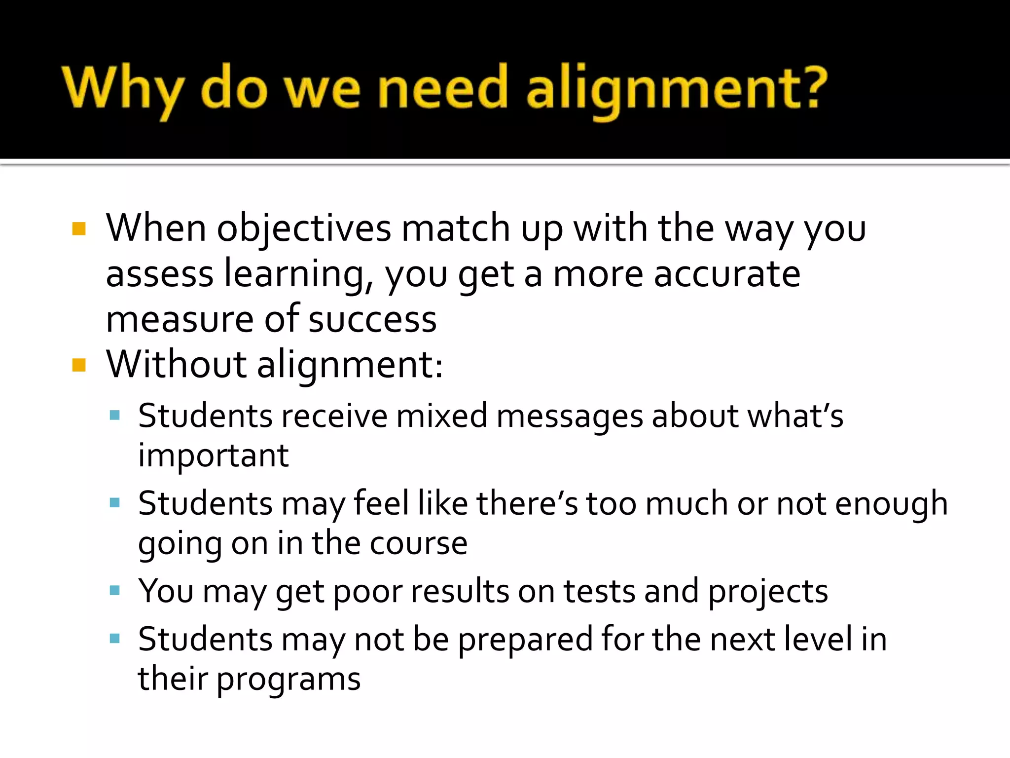 Alignment: Objectives and Assessments | PPTX