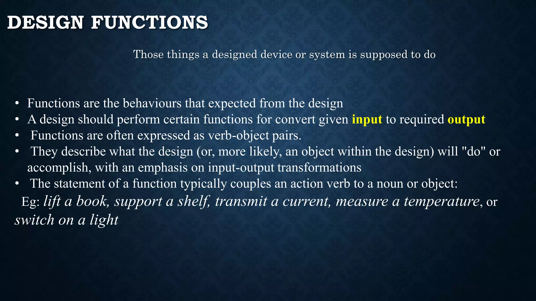 Aspects Of Engineering Designobjective Constraints Functions And Means