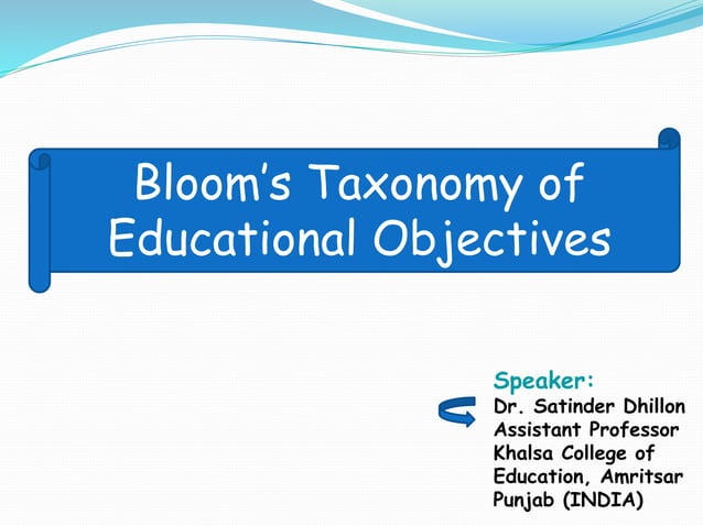 Blooms Taxonomy of Educational Objectives.pptx | Educational Assessment | Education