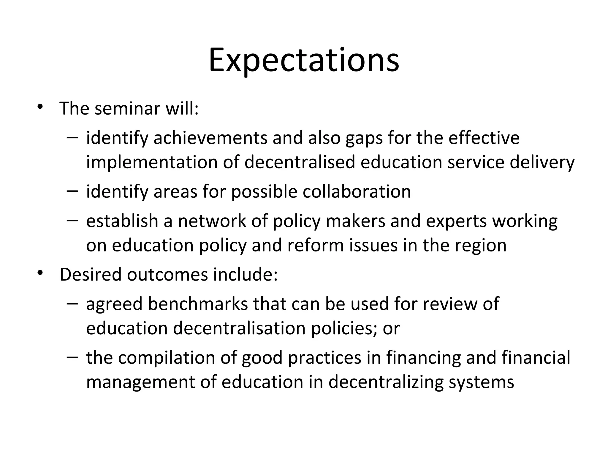 Objectives and expectations | PPT