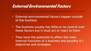 Objectives and external factors | PPTX | Business | Business and Finance