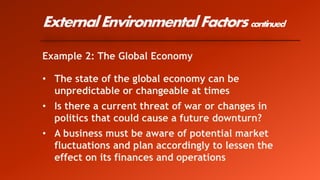 Objectives and external factors | PPTX | Business | Business and Finance