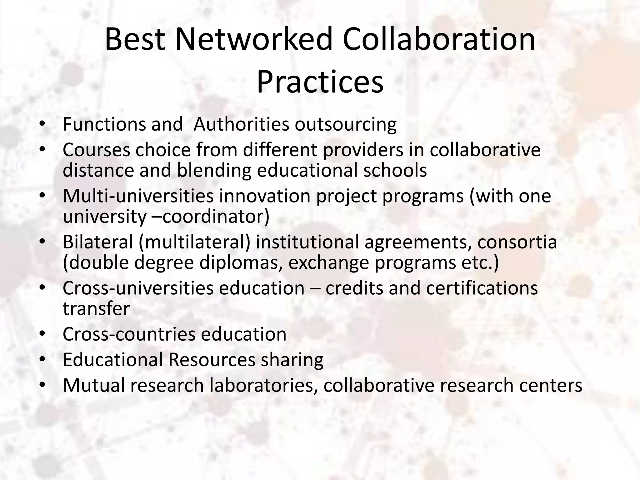 Objectives and goals of networked collaboration | PPT