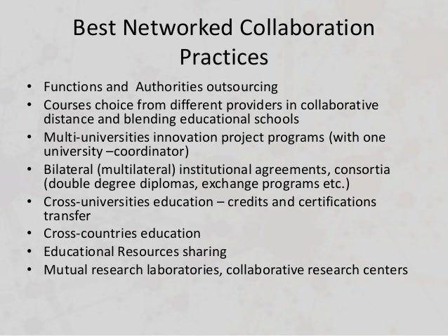 Objectives and goals of networked collaboration
