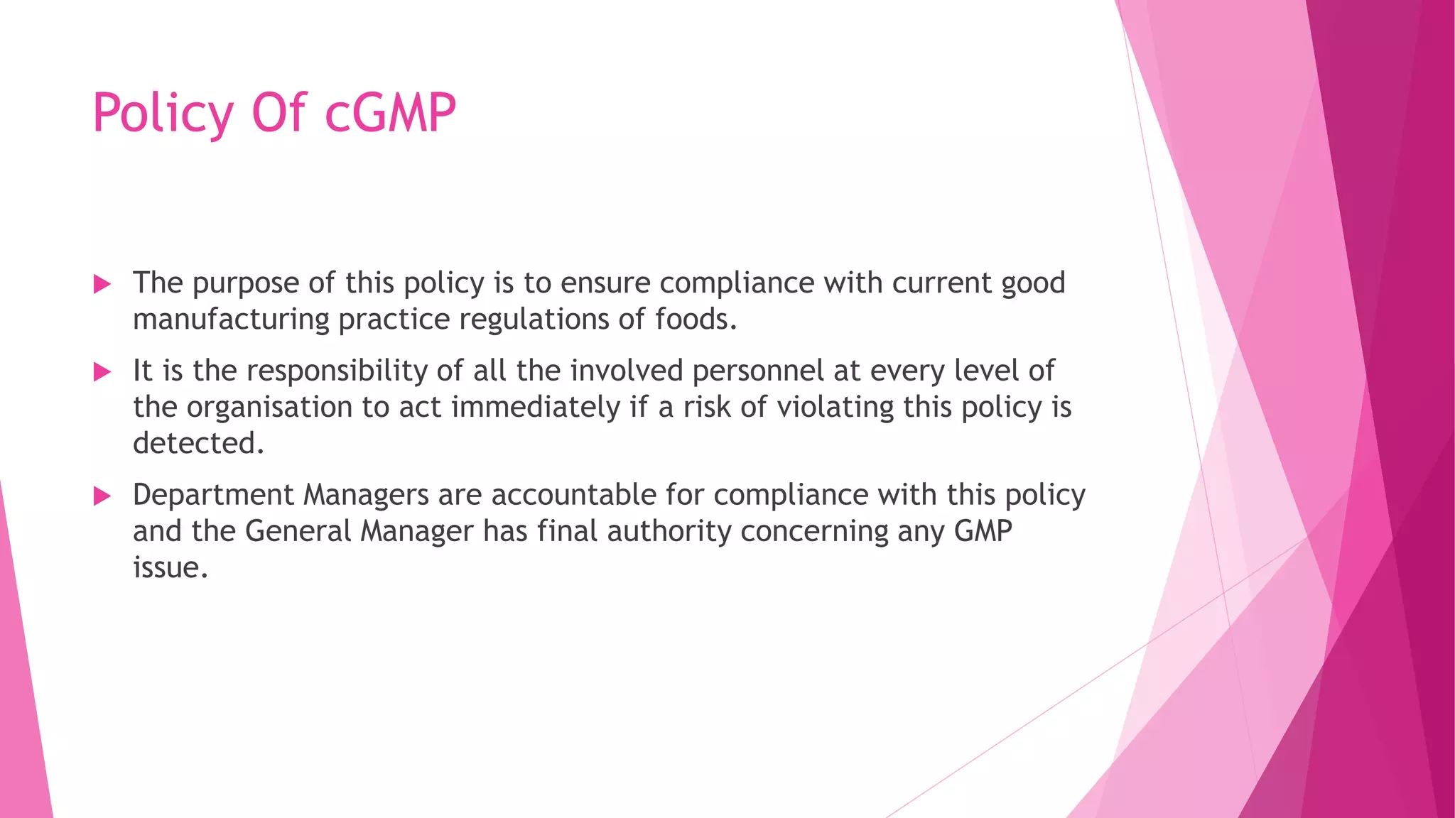 Objectives and policies of c gmp, layout of building and services | PPTX