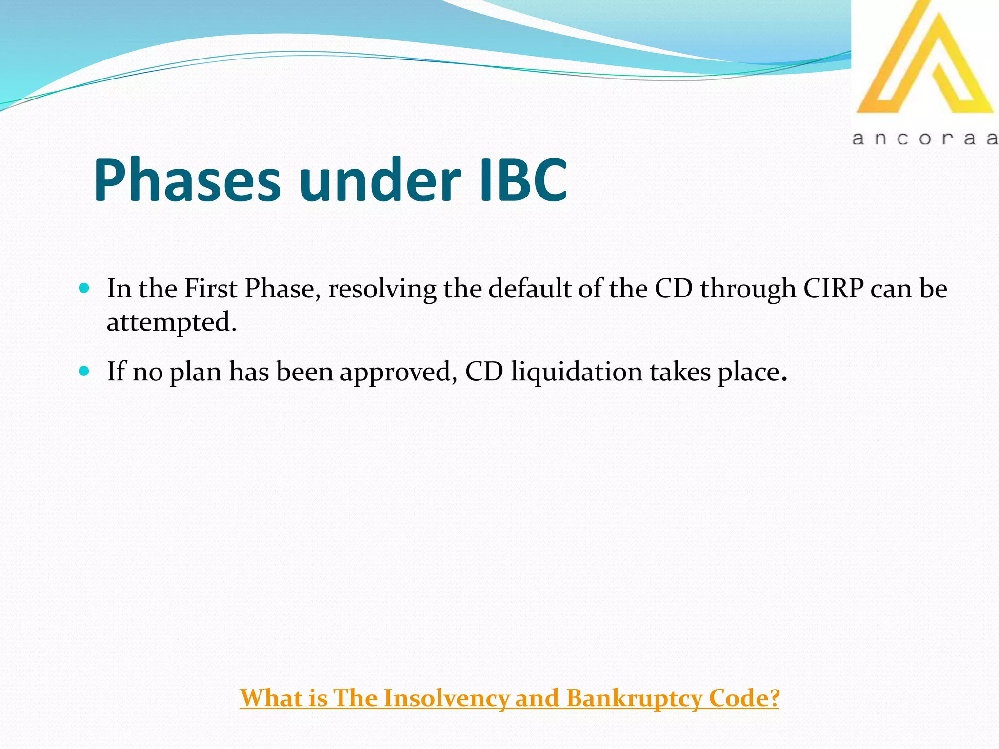 Objectives and Procedure of Insolvency and Bankruptcy Code | PPTX