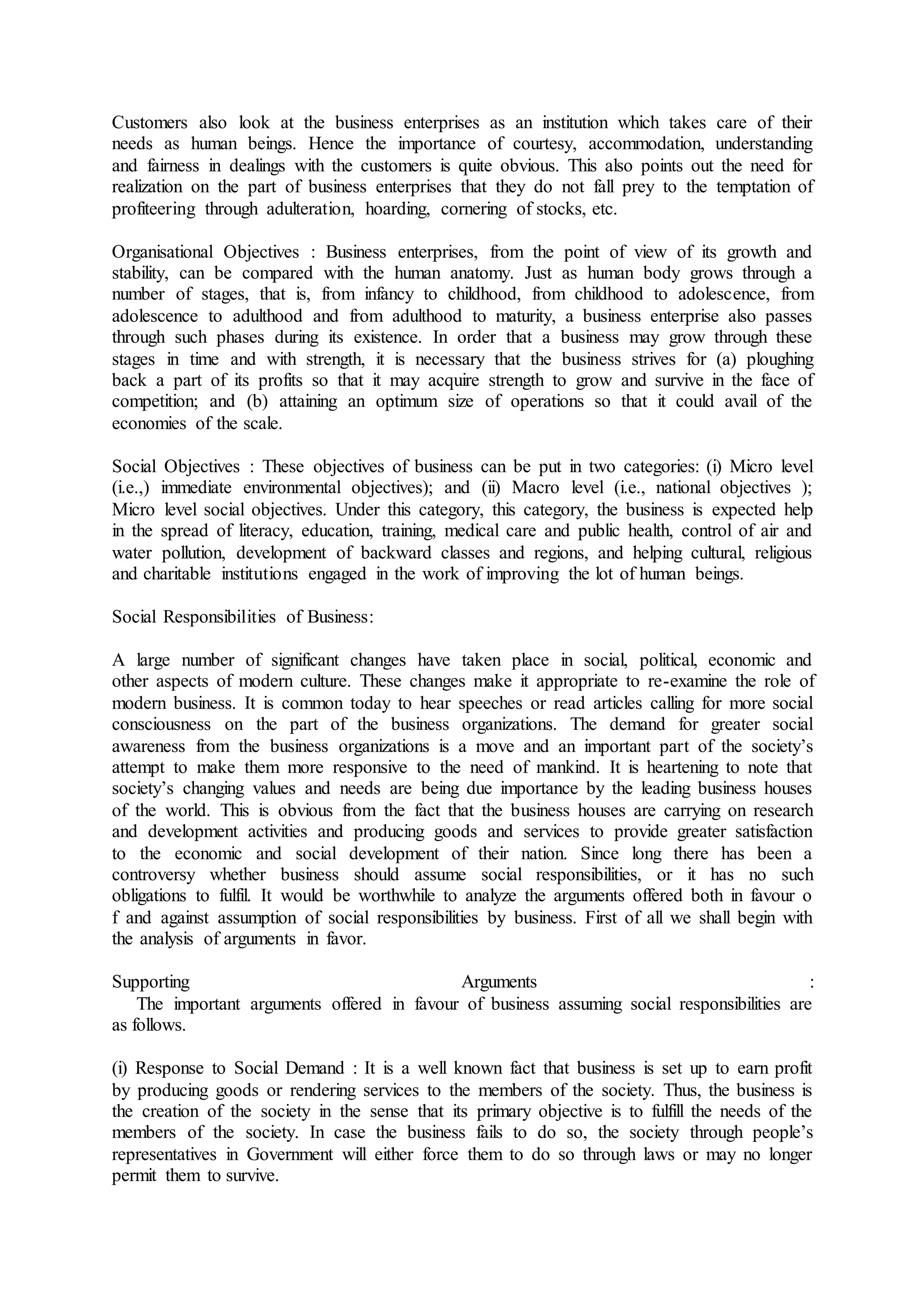 Objectives and social responsibilities of business | DOCX