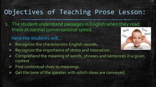 Objectives and specifications of teaching prose & poetry | PPTX
