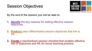 Session Objectives & Assessment for Learning | PPTX