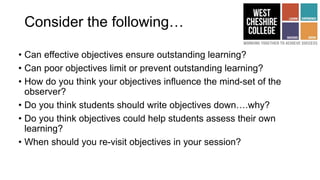 Session Objectives & Assessment for Learning | PPTX