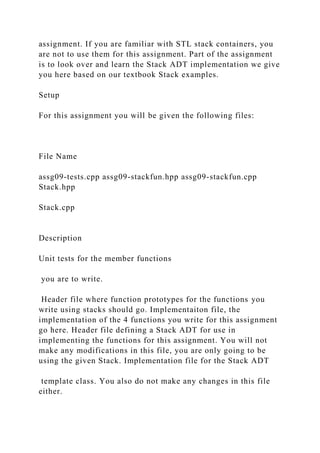 Objectives Assignment 09 Applications of Stacks COS.docx