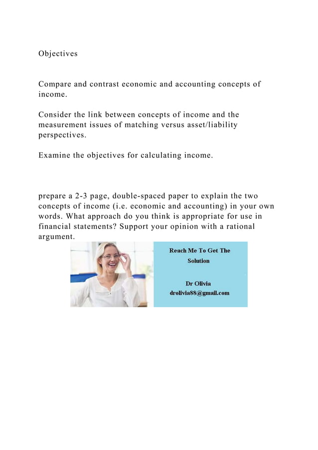 ObjectivesCompare and contrast economic and accounting concept.docx