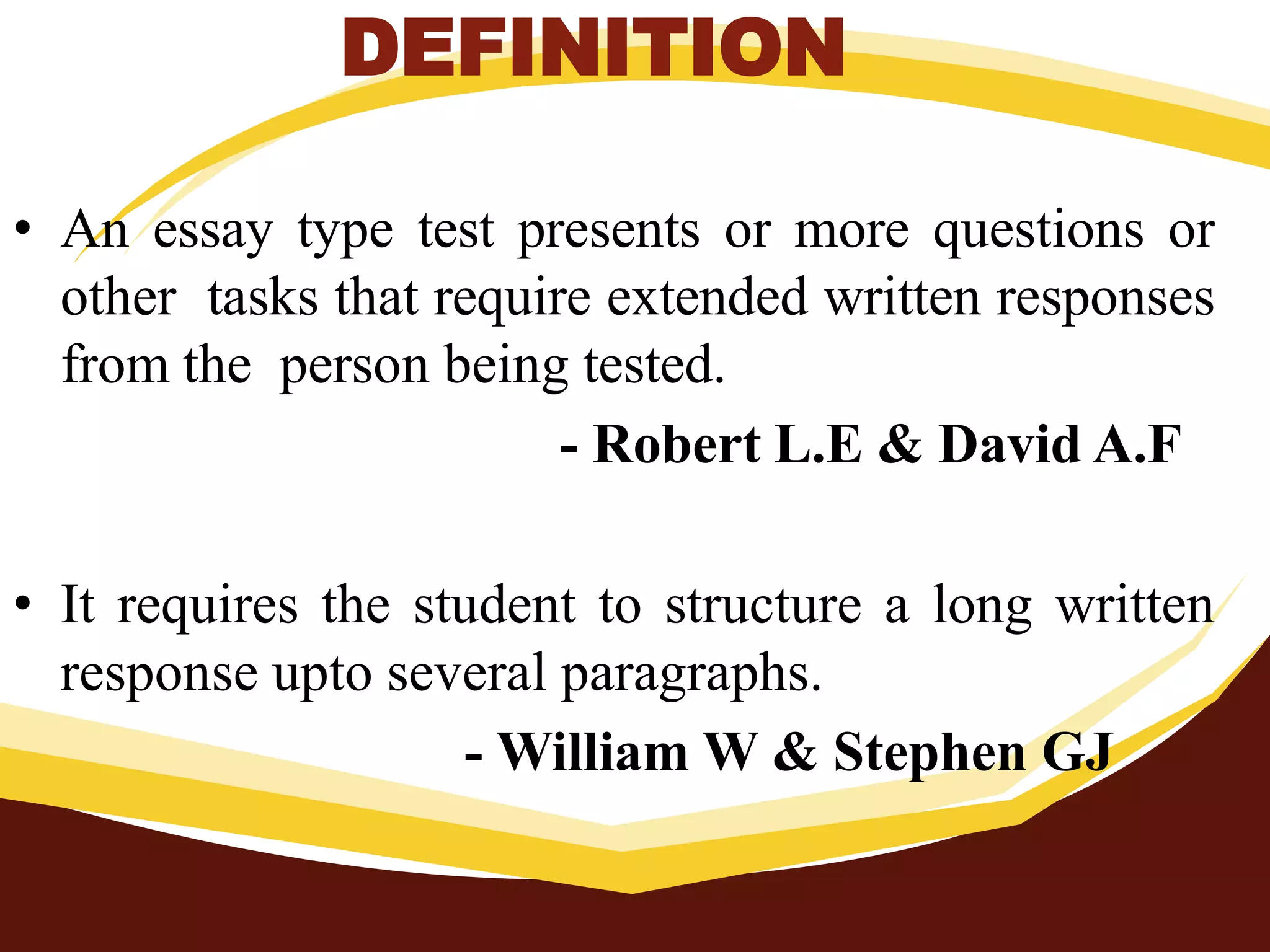 Objective & scoring essay test- preeti sharma | PPTX