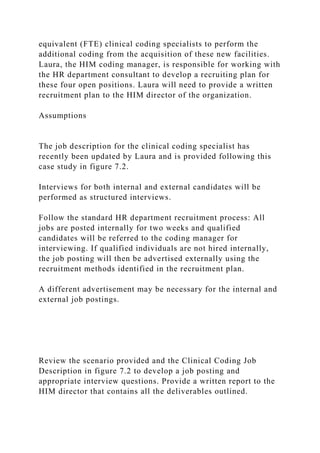 ObjectivesDevelop a job posting for a HIM coding position.docx