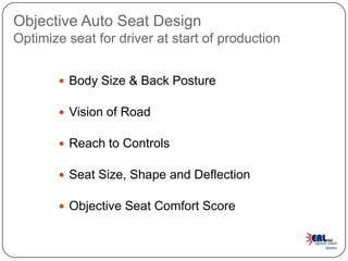 Objective seating comfort scores for auto seat design | PPTX