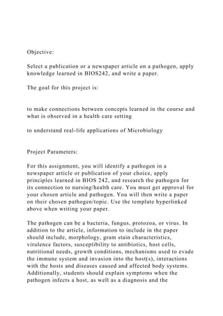 ObjectiveSelect a publication or a newspaper article on a p.docx