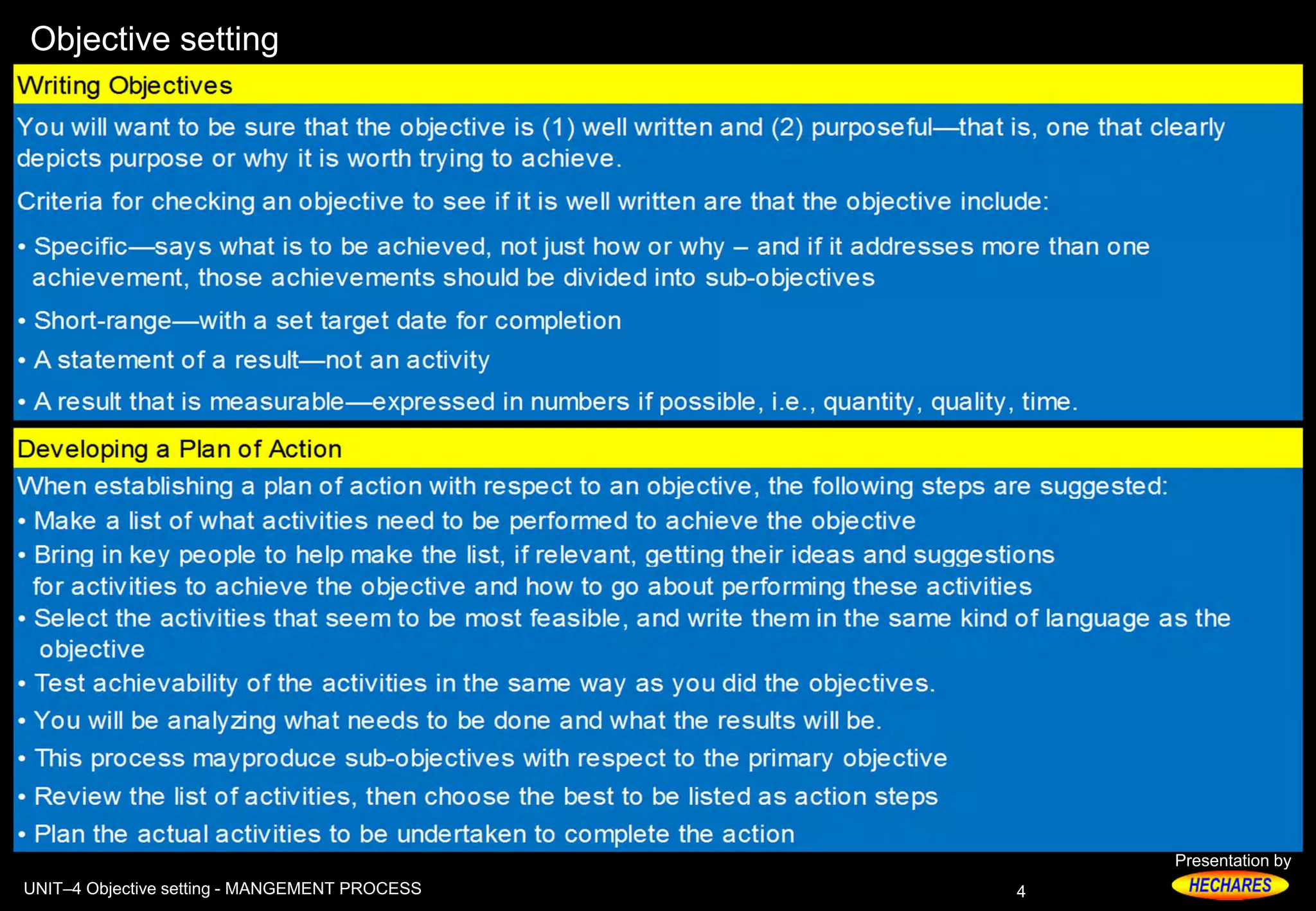 Objective Setting - MANAGEMENT PROCESS | PDF