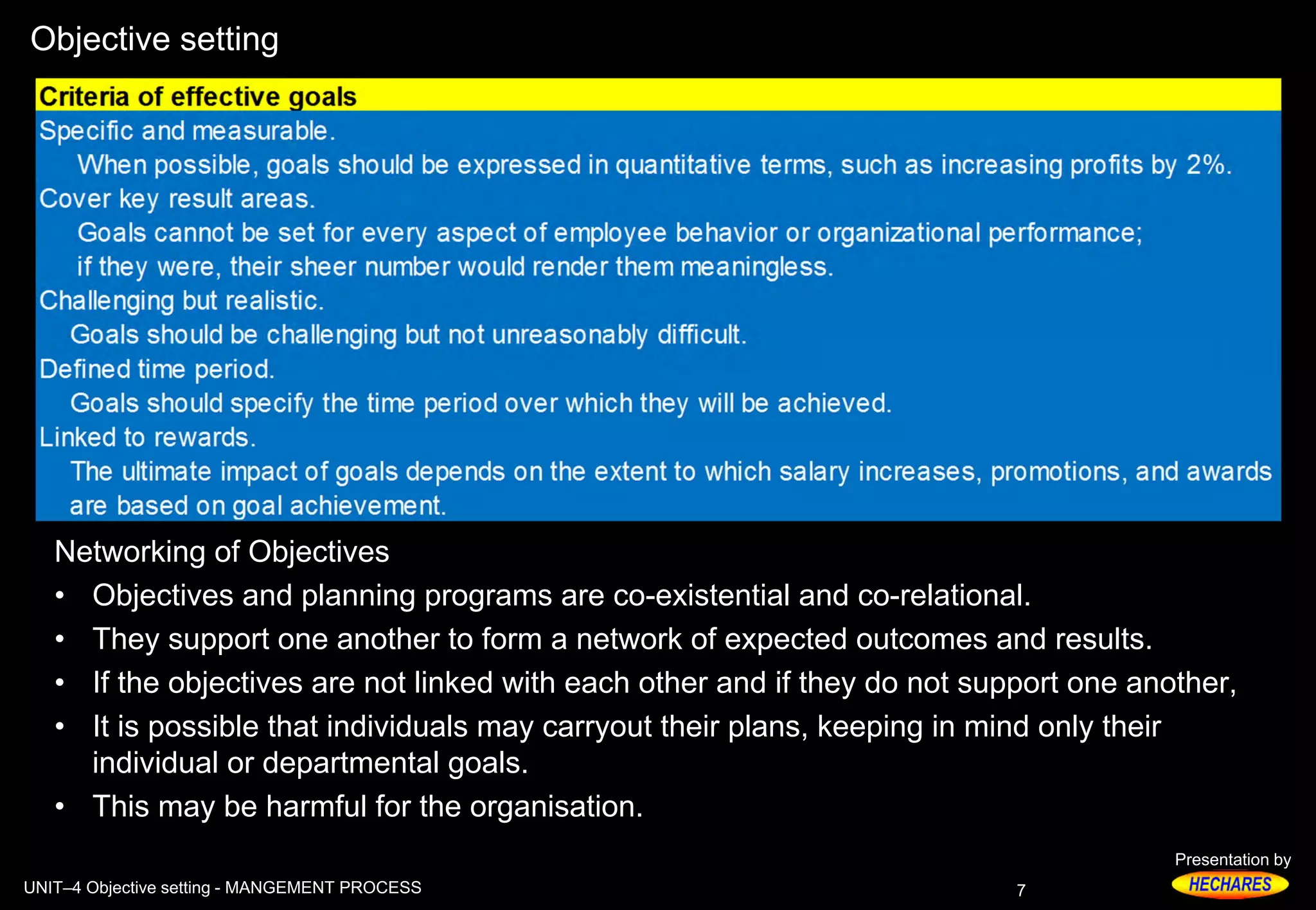 Objective Setting - MANAGEMENT PROCESS | PDF