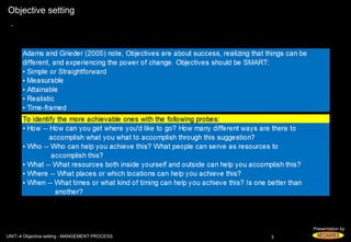 Objective Setting - MANAGEMENT PROCESS | PDF
