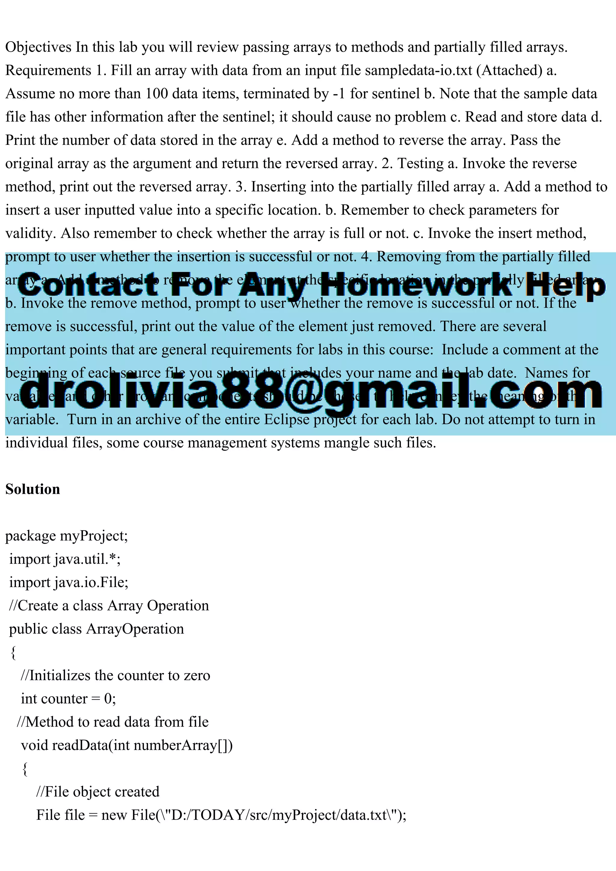 Objectives In This Lab You Will Review Passing Arrays To Methods Andpdf