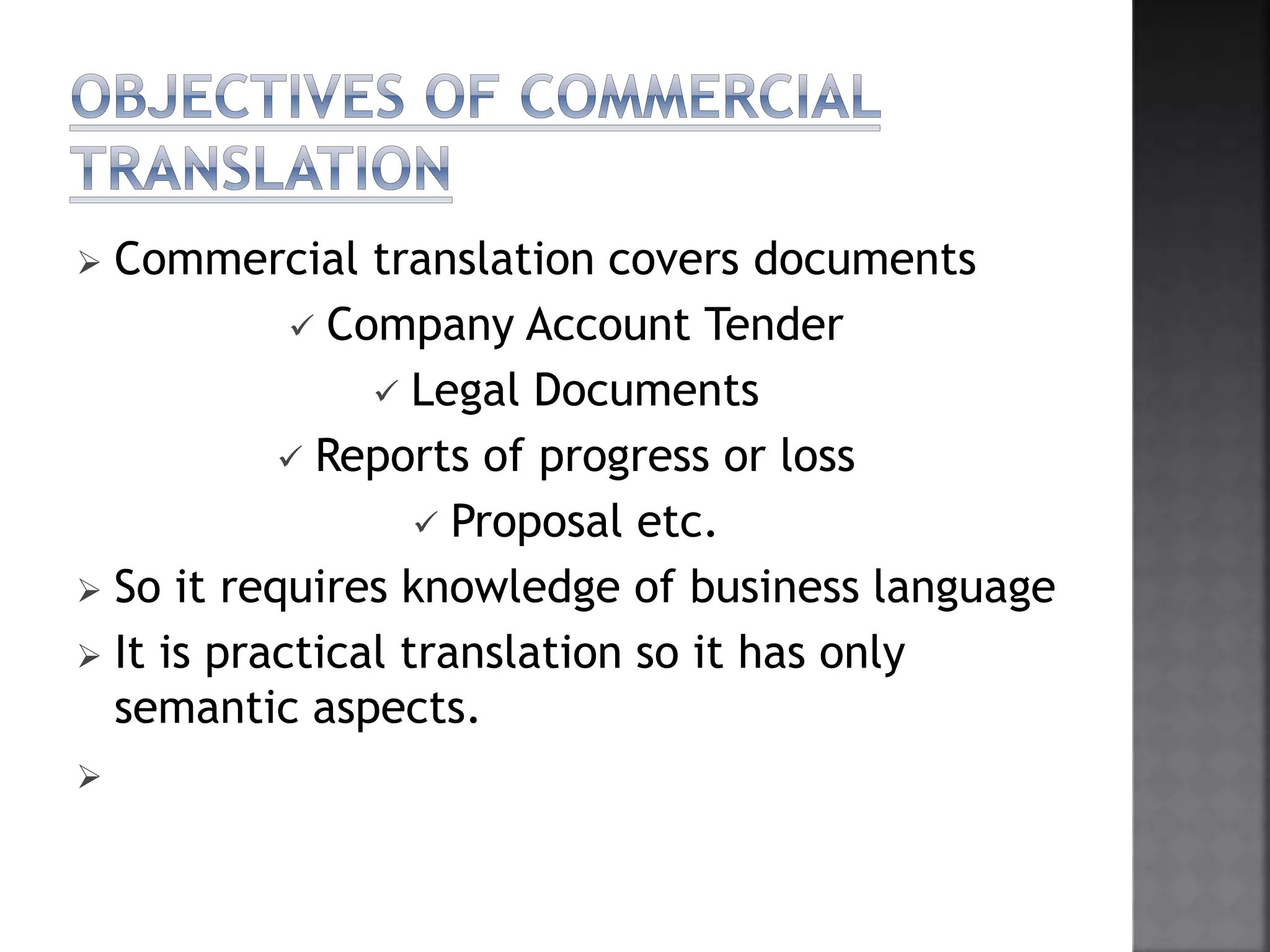 Objectives of commercial and literary translation by Ami Sojitra | PPT