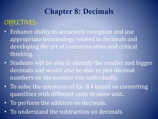 Objectives of decimals copy | PPTX | Education