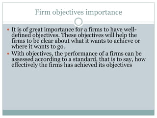 Objectives of firm | PPTX