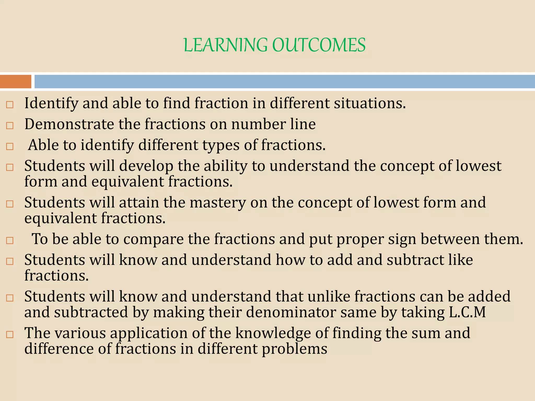 Objectives of fraction | PPTX
