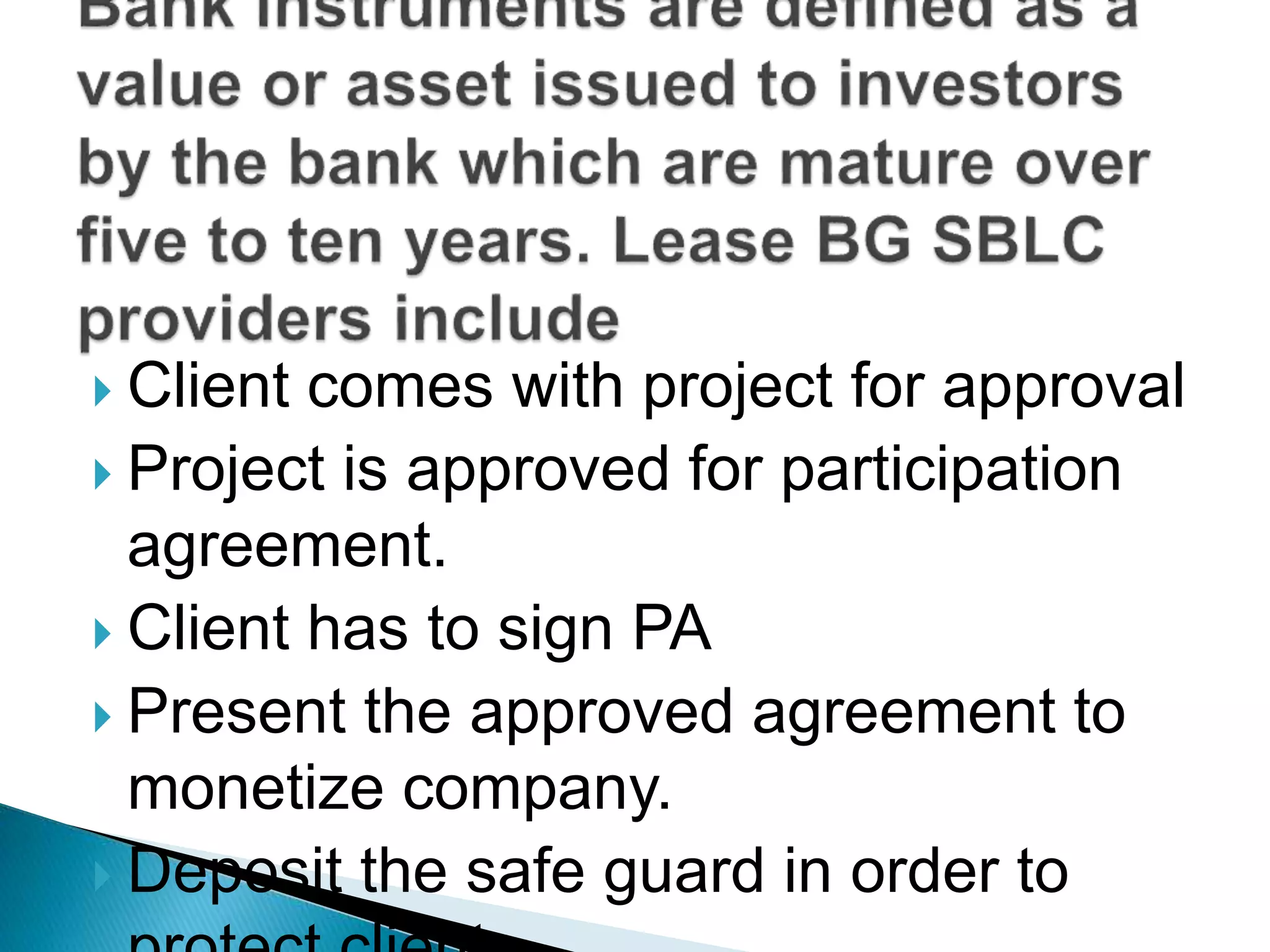 Objectives of Lease BG SBLC Providers | PPT