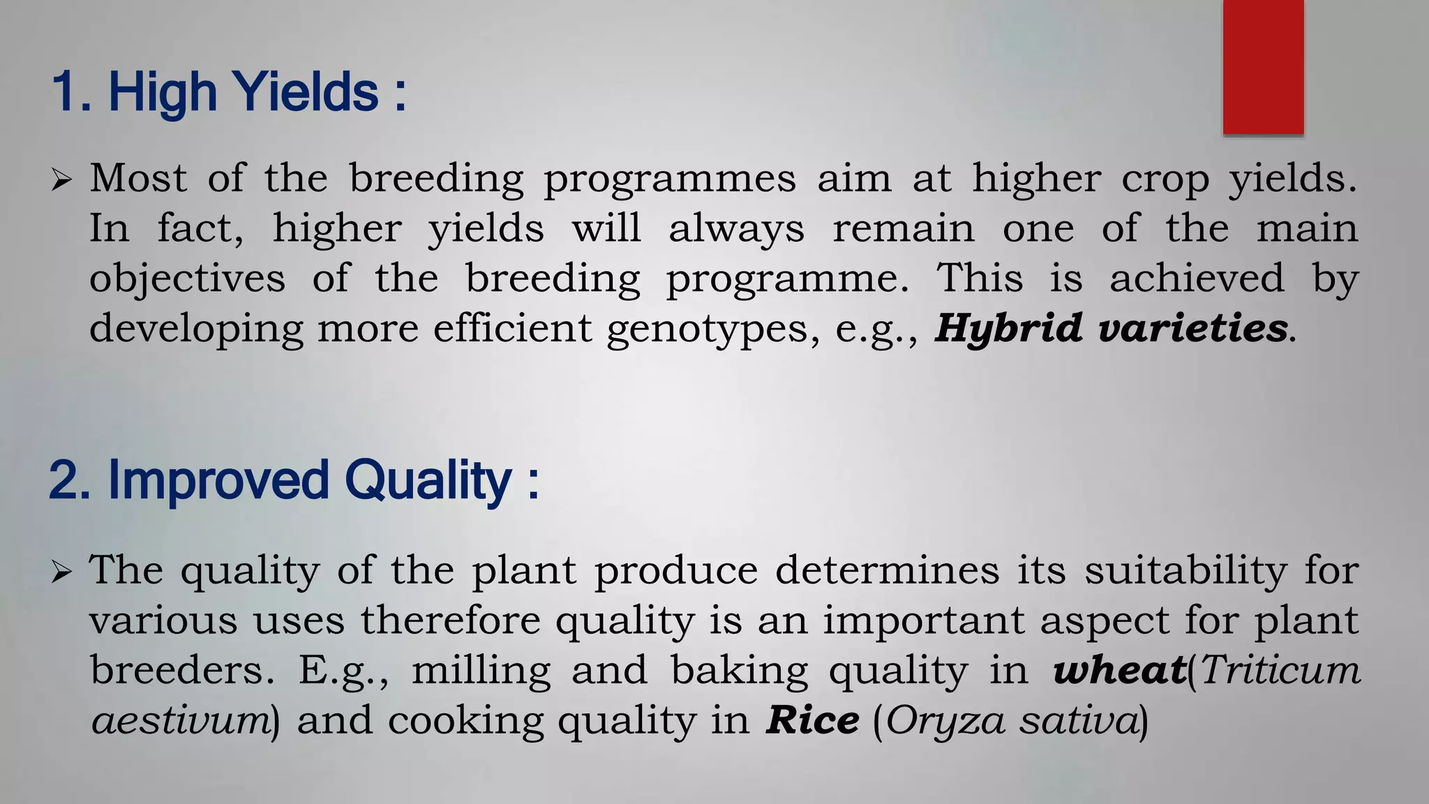 Objectives of plant breeding || Plant Breeding and Genetics || Chethan ...